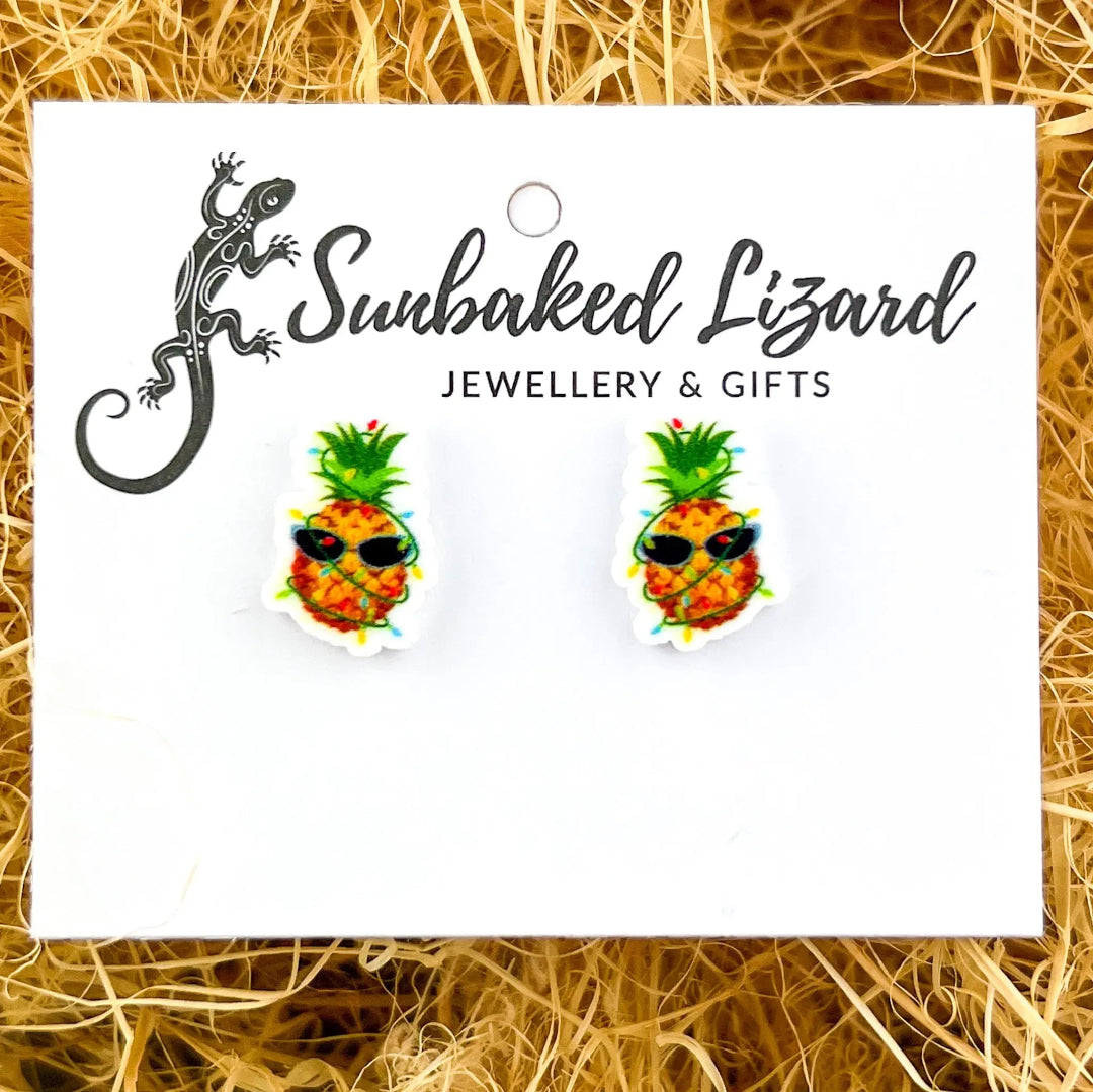 Groovy Festive Pineapple Studs - Sunbaked Lizard Jewellery & Gifts